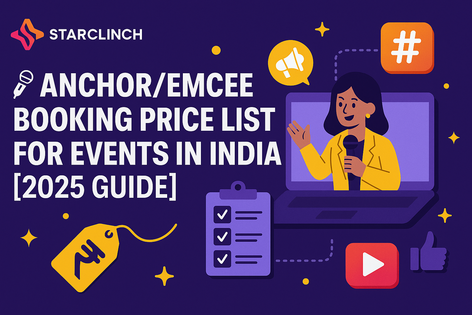 Anchor/Emcee Booking Price List for Events in India [2025 Guide]